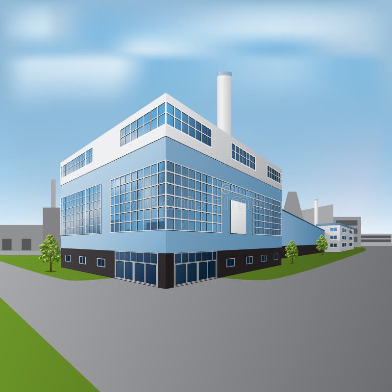 Factory Building with Offices and Production Facilities Stock Vector ...