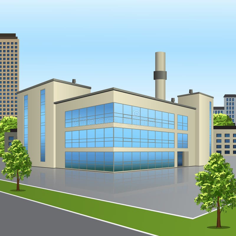 Factory Building with Offices and Production Facilities Stock Vector ...