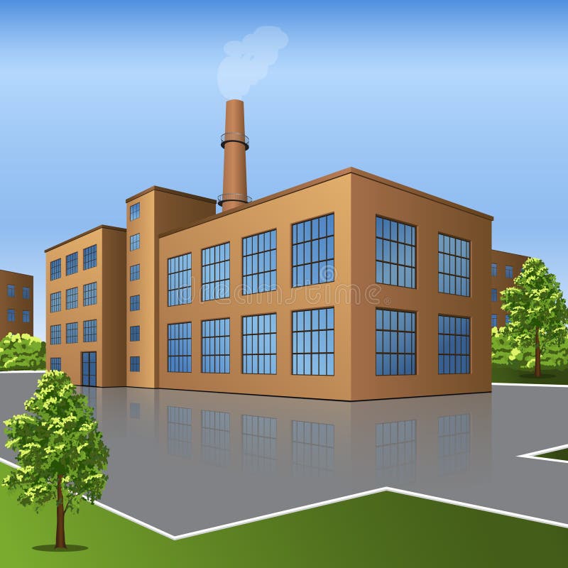 Factory Building with Offices and Production Facilities Stock Vector ...