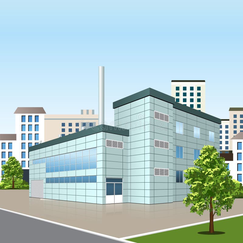 Factory Building with Offices and Production Facilities Stock Vector ...
