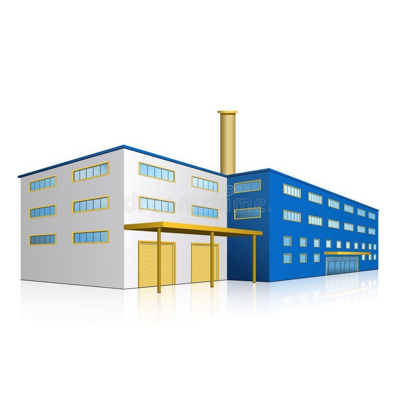 Factory Building with Offices and Production Facilities Stock Vector ...