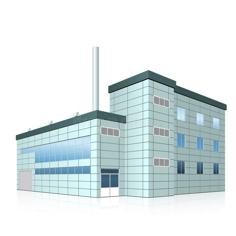 Factory Building with Offices and Production Facilities Stock Vector ...