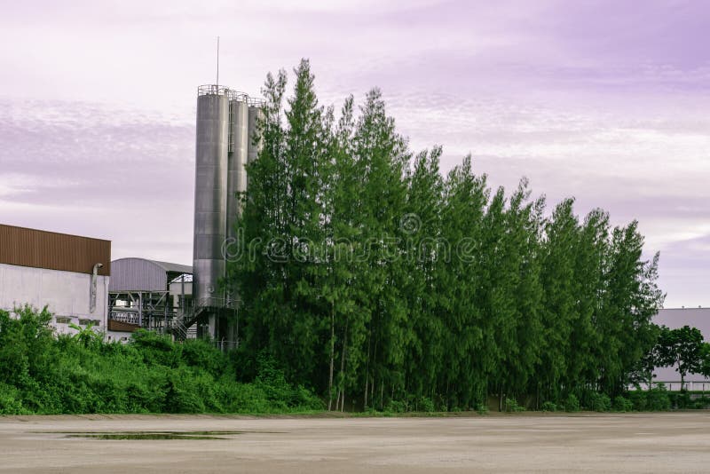 Factory Building with Orange Sunset Sky Stock Photo - Image of ...