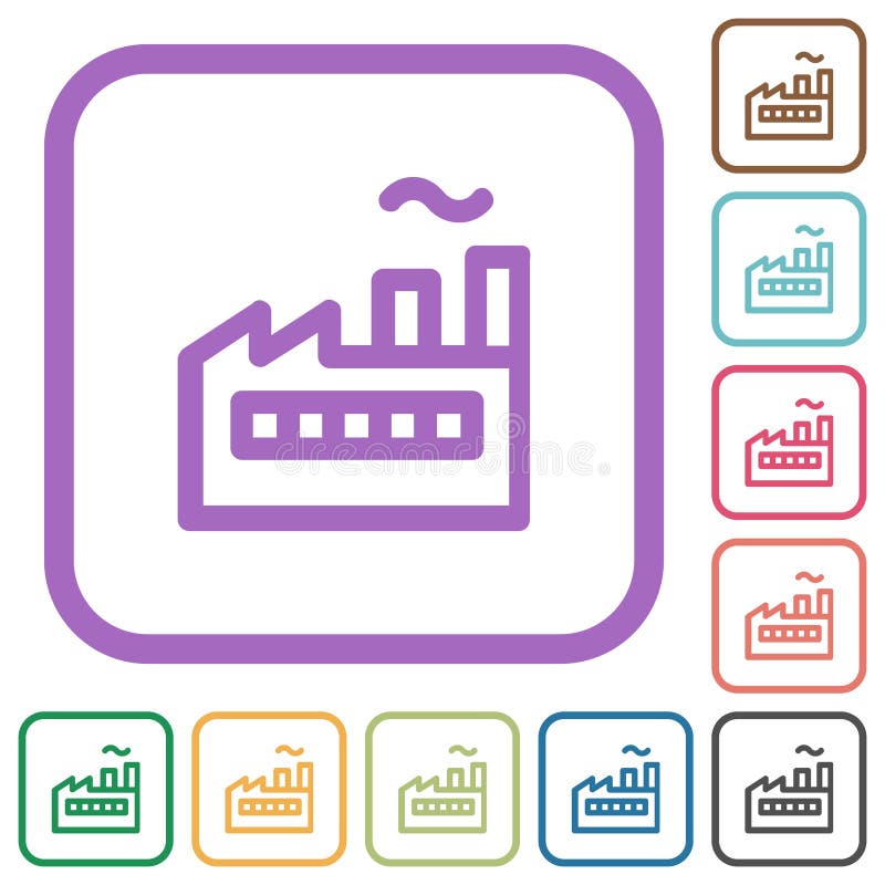 Factory Building Outline Simple Icons Stock Vector - Illustration of ...