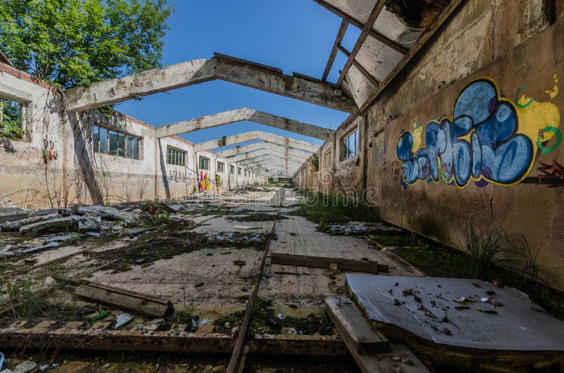 Factory Building without Roof and Sky Stock Image - Image of villa ...