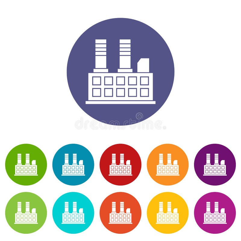 Factory building set icons stock vector. Illustration of collection ...