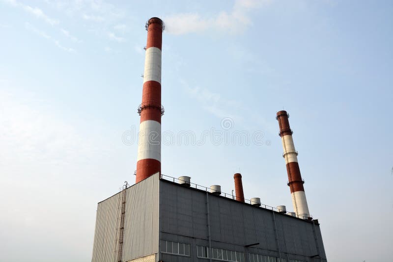 Factory Building with Smokestacks Stock Image - Image of building ...