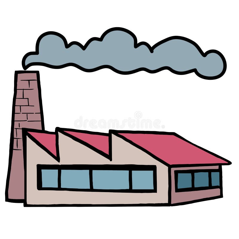 Factory Building and a Smoking Chimney Stock Vector - Illustration of ...
