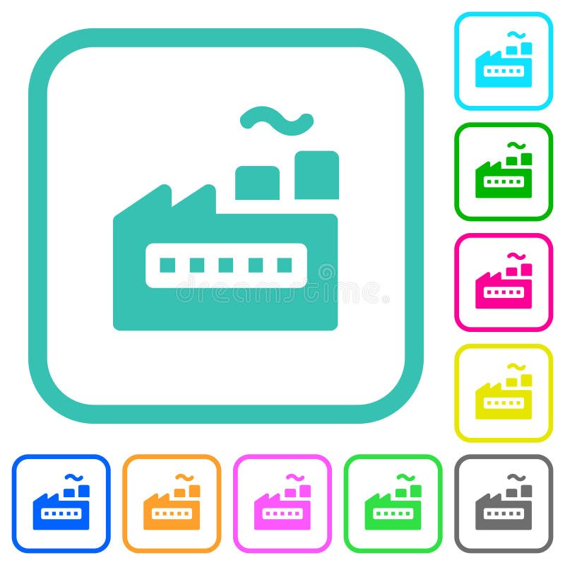 Factory Building Solid Vivid Colored Flat Icons Stock Vector ...