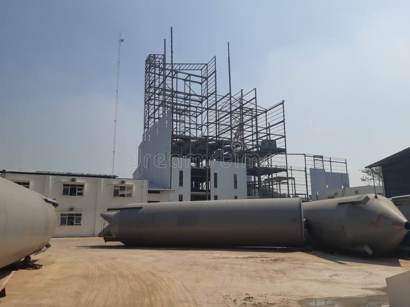 Factory Building Steel Construction Stock Photo - Image of mast, navy ...