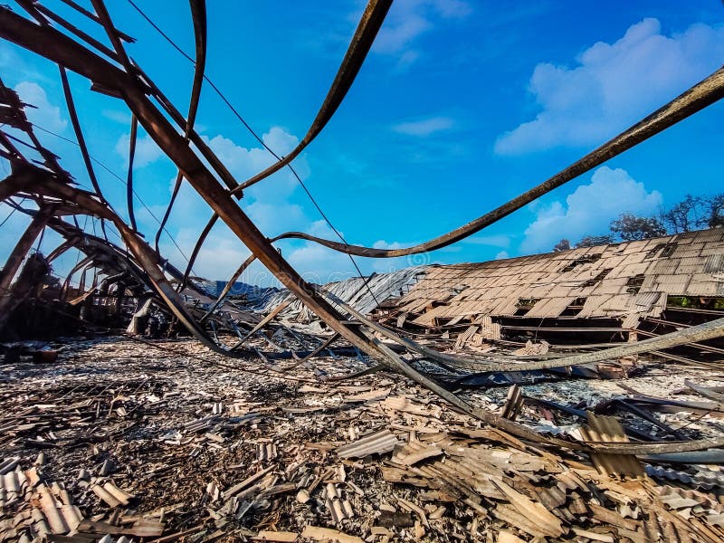 The factory burned down stock image. Image of damaged - 316477143