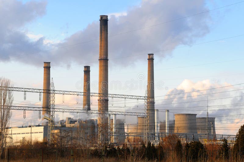 Factory chimney stock photo. Image of blue, clouds, smog - 7387534