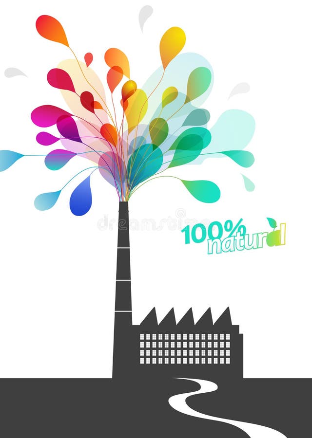 Factory Chimney with Ecology Pollution. Stock Vector - Illustration of ...