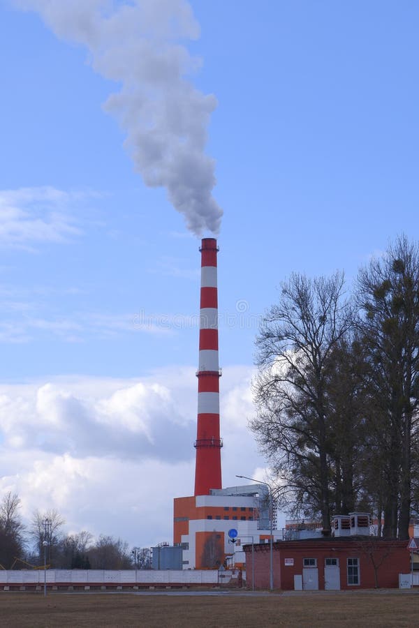 The Factory Chimney Emits Poisonous Smoke. Environmental Safety Concept ...