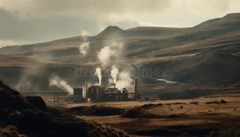 Factory Chimney Emits Smoke, Polluting Environment and Damaging Nature ...