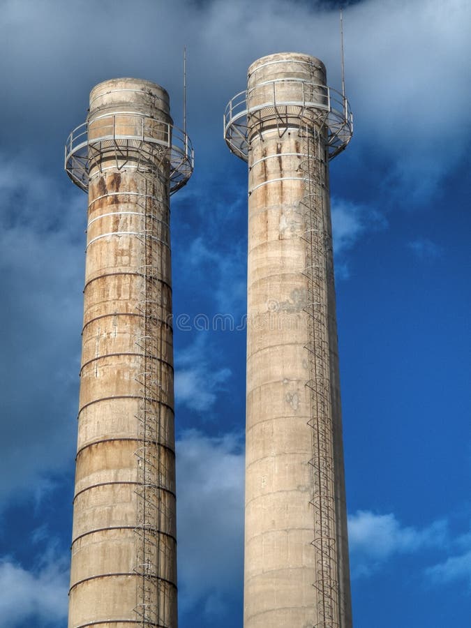 Factory chimneys. stock image. Image of ironworker, abandoned - 13057197