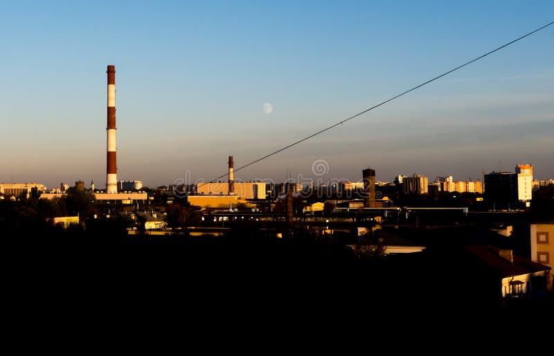 The Factory chimneys. stock photo. Image of outdoor, chimneys - 83672902
