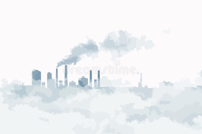 Factory Chimneys Emitting Thick Smoke Isolated Illustration Stock ...