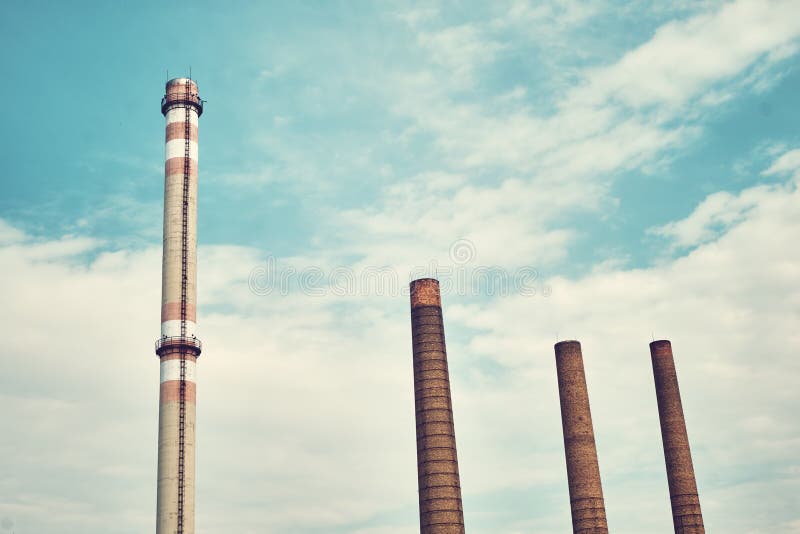 Factory chimneys stock photo. Image of brick, steam - 123332022