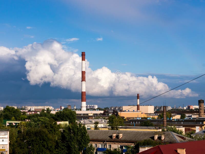 Factory chimneys. stock photo. Image of production, gray - 61300934