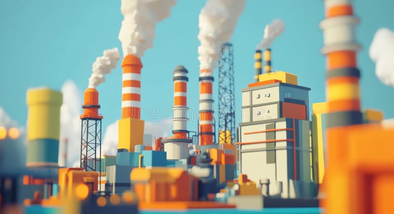 A Factory with Chimneys Representing Extensive Energy Production. Stock ...