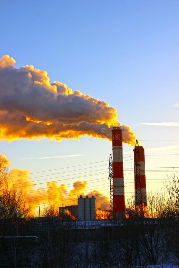 Factory Chimneys Smoke Rising into the Sky Stock Image - Image of ...