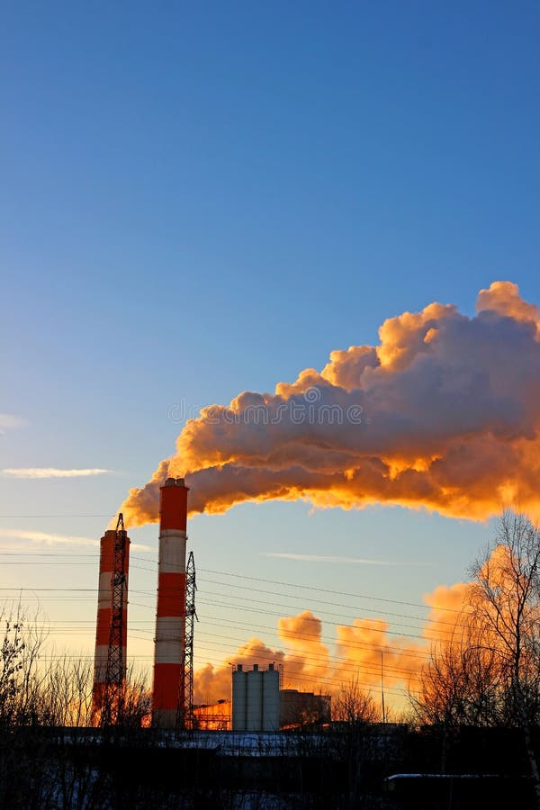 Factory Chimneys Smoke Rising into the Sky Stock Image - Image of ...