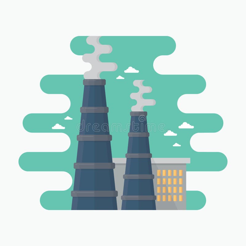 Factory With Chimneys And Fumes Stock Vector - Illustration of ...