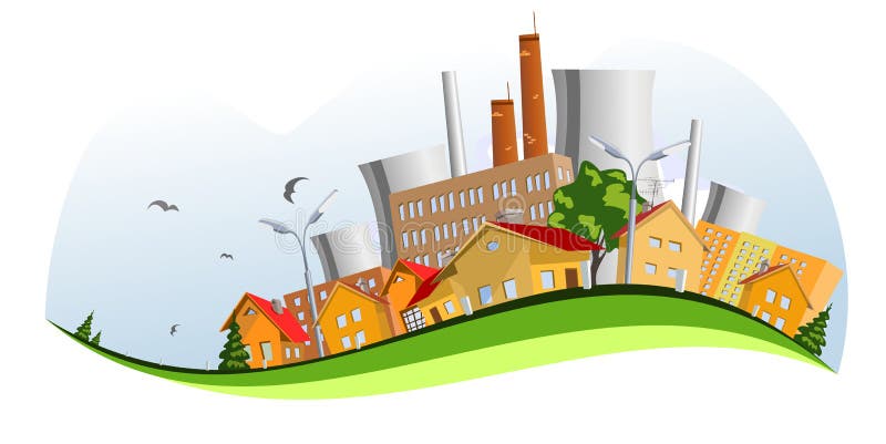 Factory in the city stock vector. Illustration of emission - 24107083