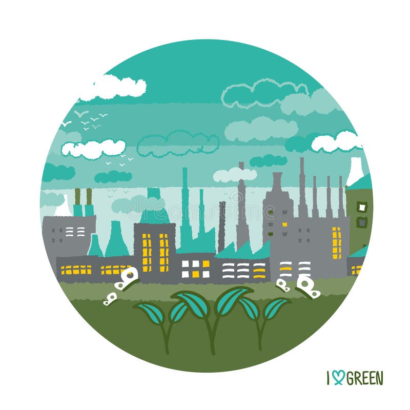 Factory In The Green City Banner Concept Stock Vector - Illustration of ...