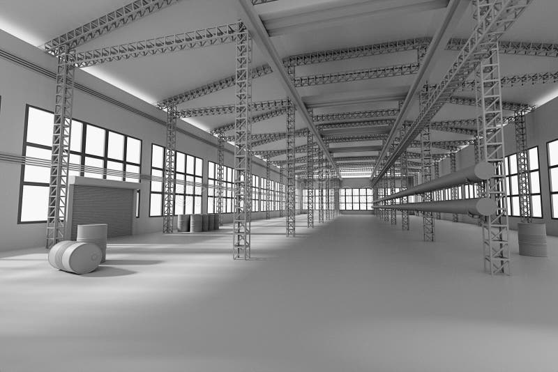 Factory Construction 3d Render Stock Illustration - Illustration of ...