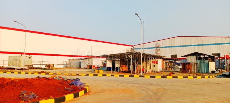 Factory Construction Project in Industrial Area Stock Image - Image of ...