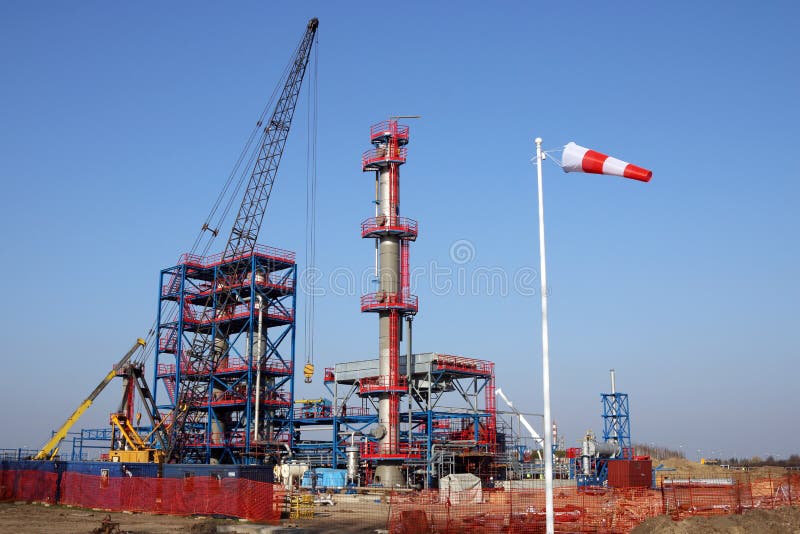 Factory Construction Site with Crane Stock Photo - Image of factory ...