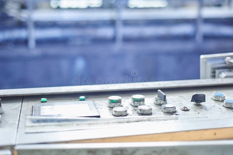 Factory Control Panel with Green Buttons Stock Image - Image of ...