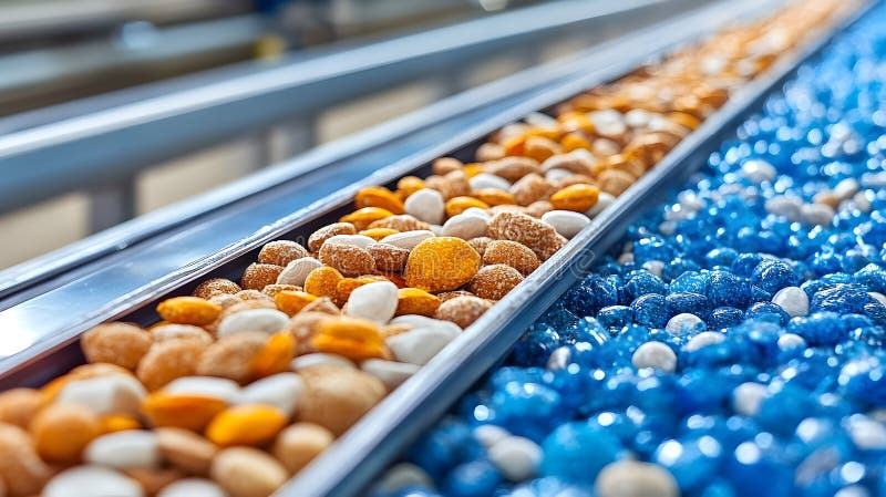 Automated Candy Production Line Stock Illustration - Illustration of ...