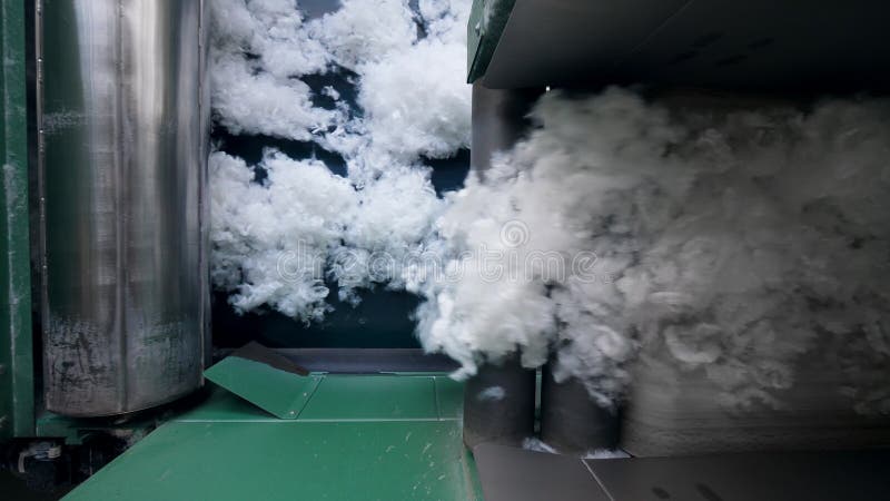 Polyester Fiber Produced at a Modern Factory, Moving on a Conveyor ...