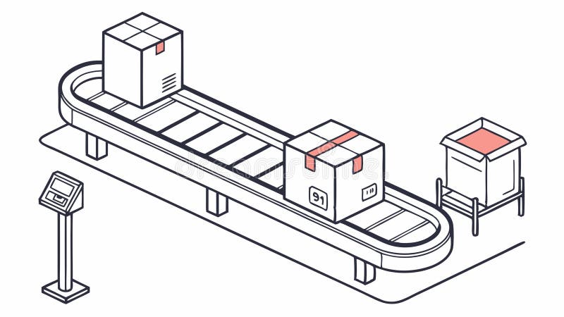 Factory Conveyor System Icon, Automated Packaging and Delivery, Vector ...