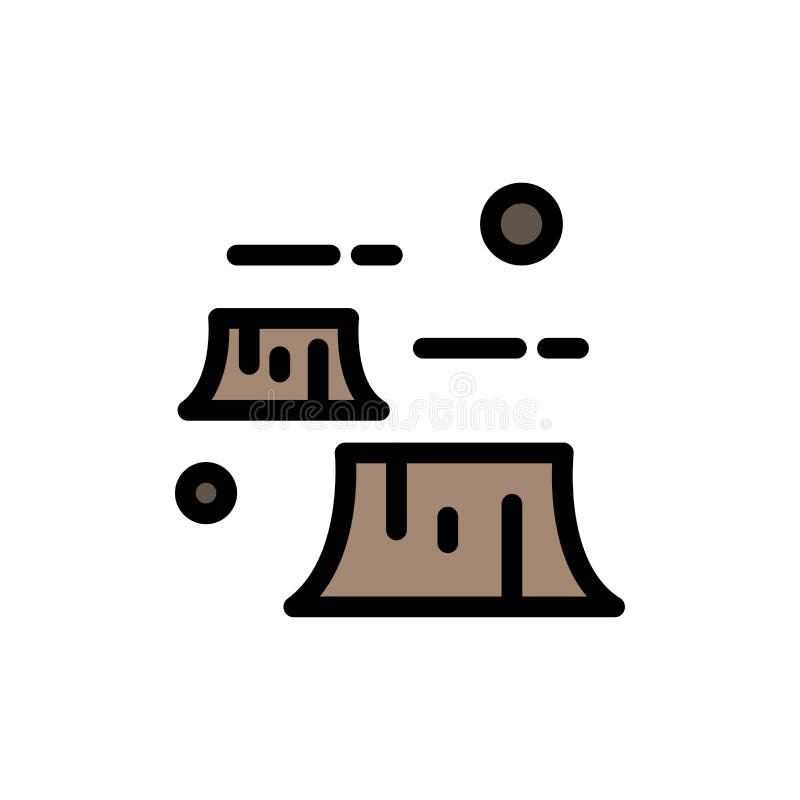 Factory, Damage, Deforestation, Destruction, Environment Flat Color ...