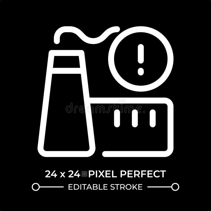 Factory Danger Warning Line Ui Icon Isolated on Black Stock Vector ...