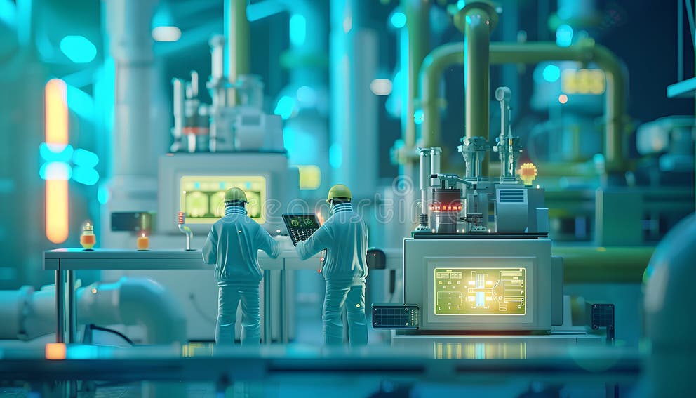 Factory Digitalization: Two Industrial Engineers Use Tablet Computer ...