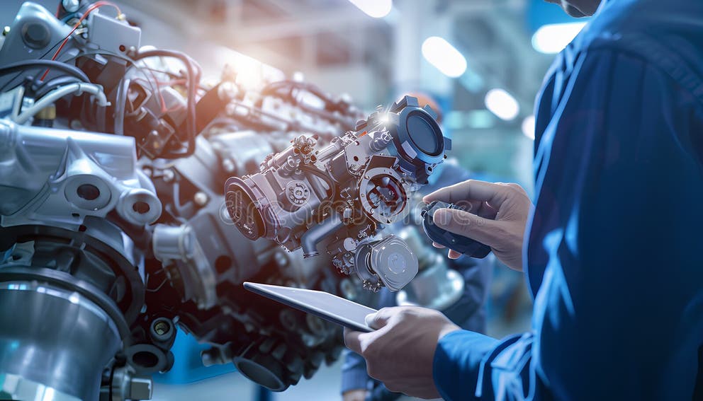 Factory Digitalization: Two Industrial Engineers Use Tablet Computer ...