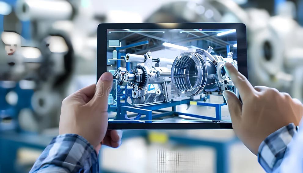 Factory Digitalization: Two Industrial Engineers Use Tablet Computer ...