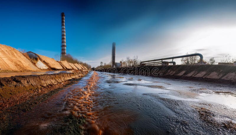 Factory Ditch with Slime, AI Generated Stock Illustration ...