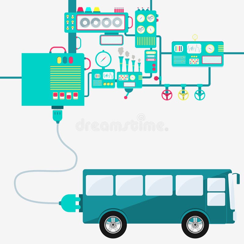 Factory and electric bus stock vector. Illustration of automotive ...
