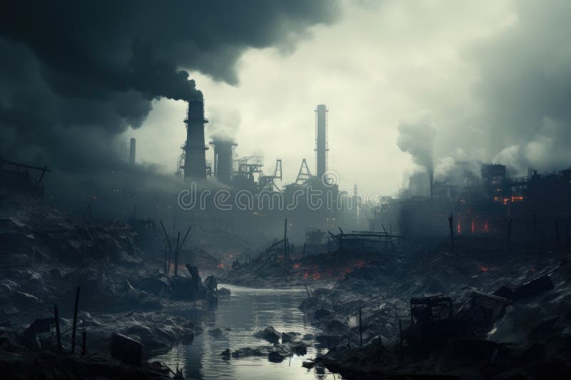 A Factory Emitting Heavy Smoke Looms Next To a Body of Water, Creating ... A Factory Emitting Heavy Smoke Looms Next To a Body of Water, Creating ...