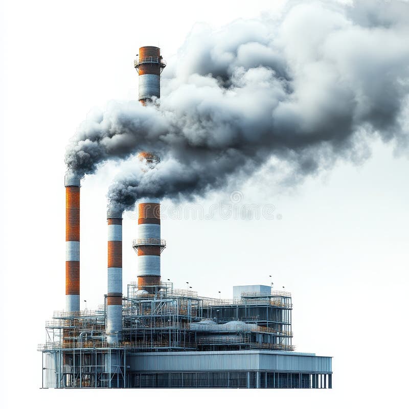 Factory Emitting Smoke Pollution Control Equipment Isolated White ...
