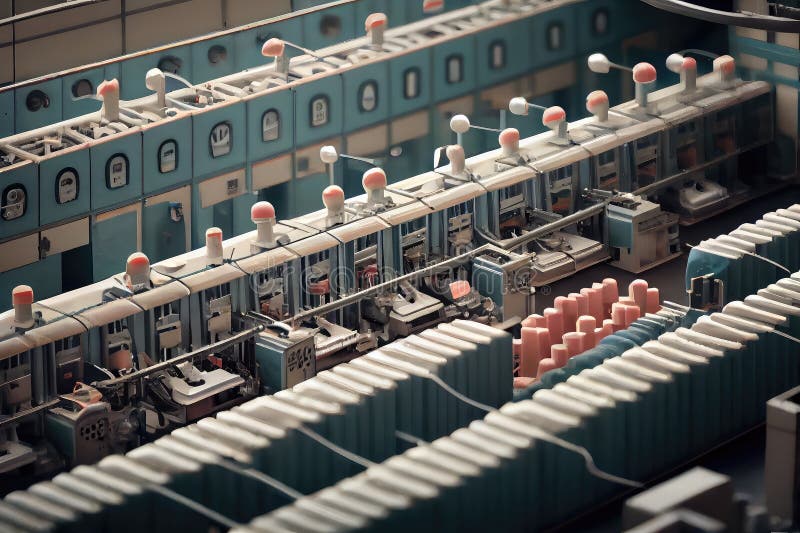 Factory, with Endless Rows of Plastic Windows Being Produced on ...