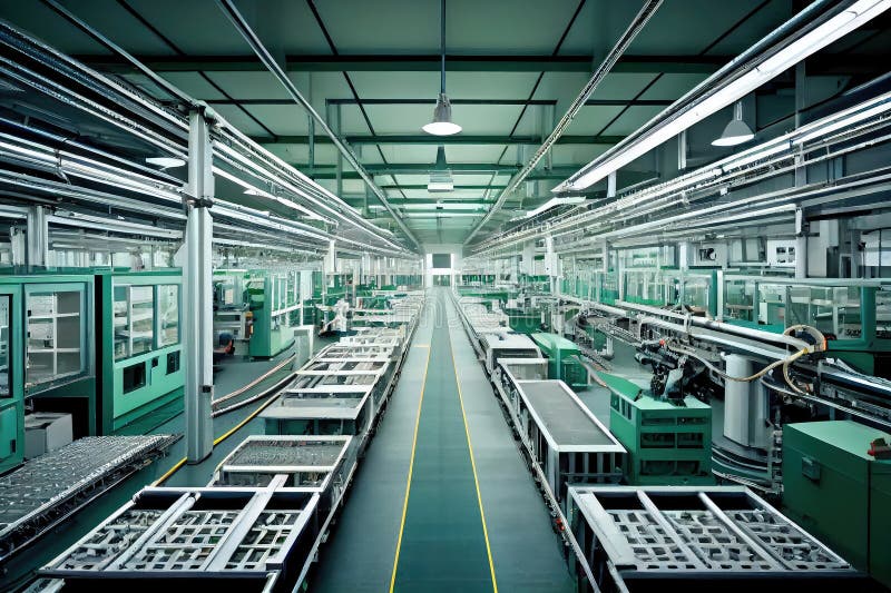 Factory, with Endless Rows of Plastic Windows Being Produced on ...