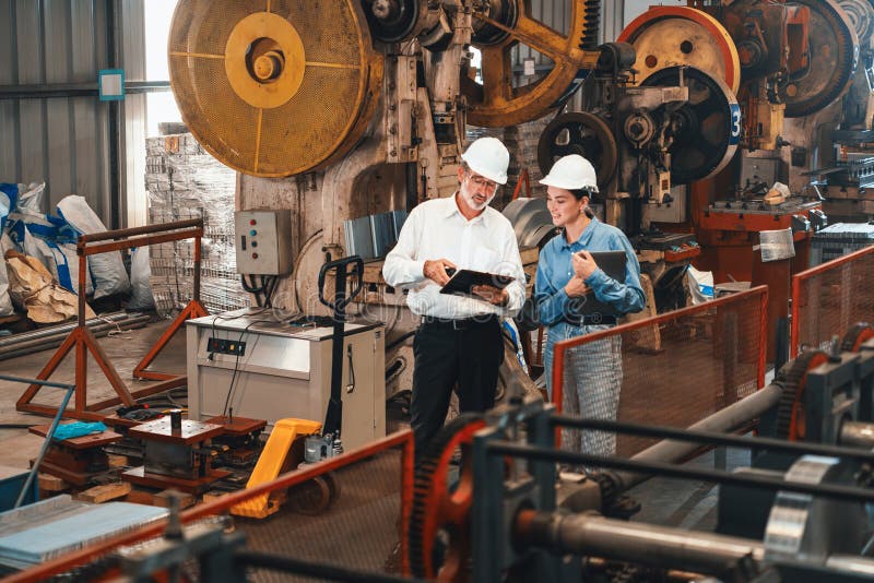 Factory Manager or Executive with His Assistant Visit Factory Tour ...