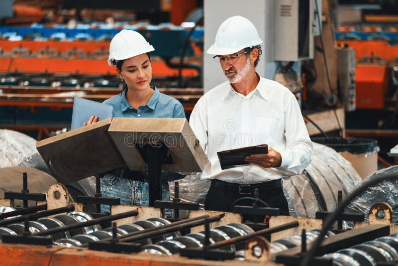 Factory Manager or Executive with His Assistant Visit Factory Tour ...